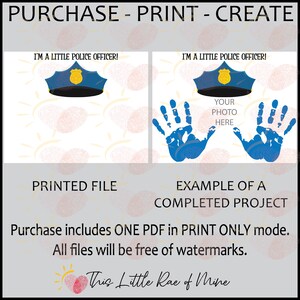 Little Police Officer - Police Dept - Handprint Art - Photo - Keepsake ...