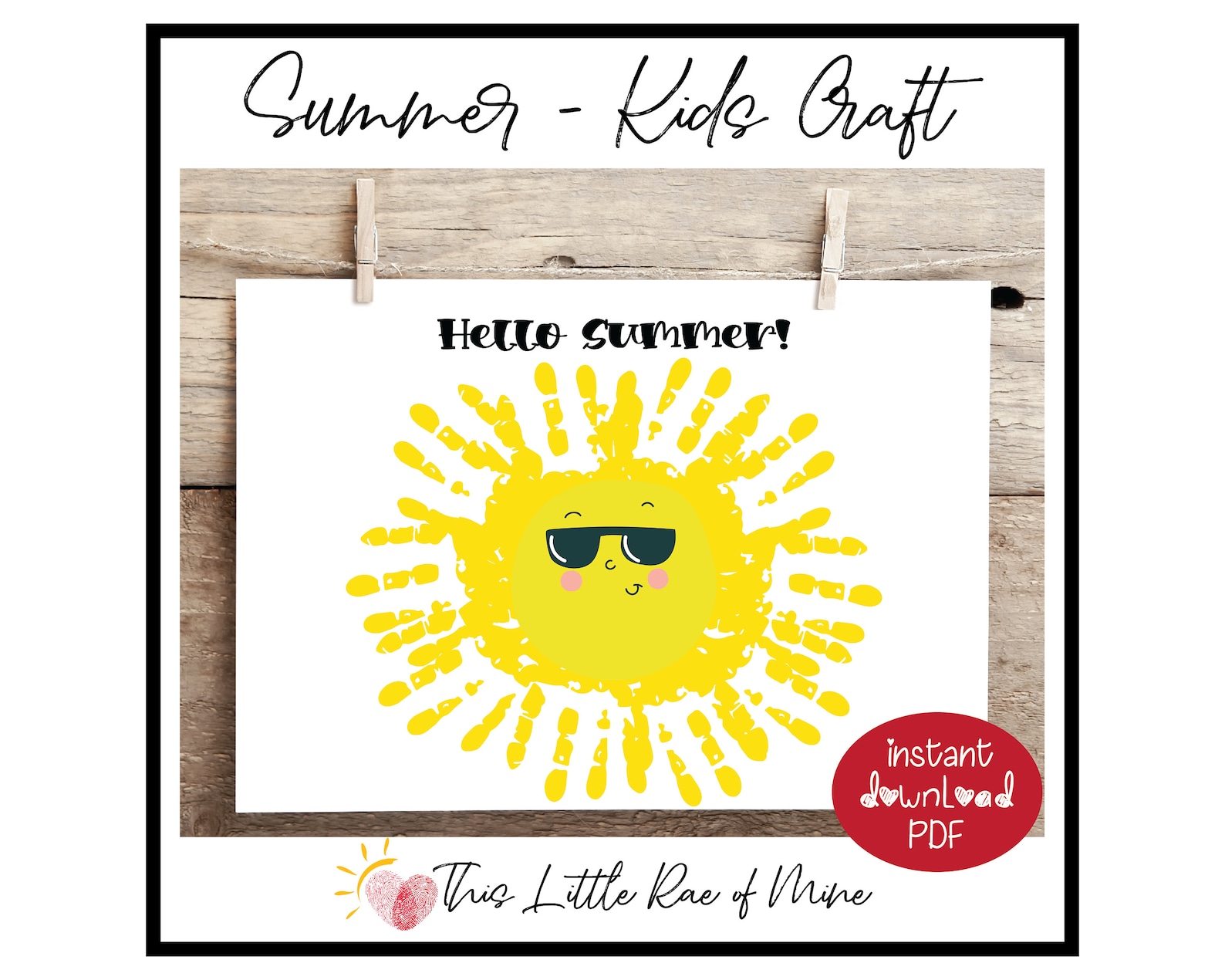Hello Summer Sun Sun Rays Handprint Art Summer Fun - Etsy