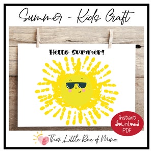 Hello Summer - Sun - Sun Rays - Handprint Art - Summer Fun - Printable ...