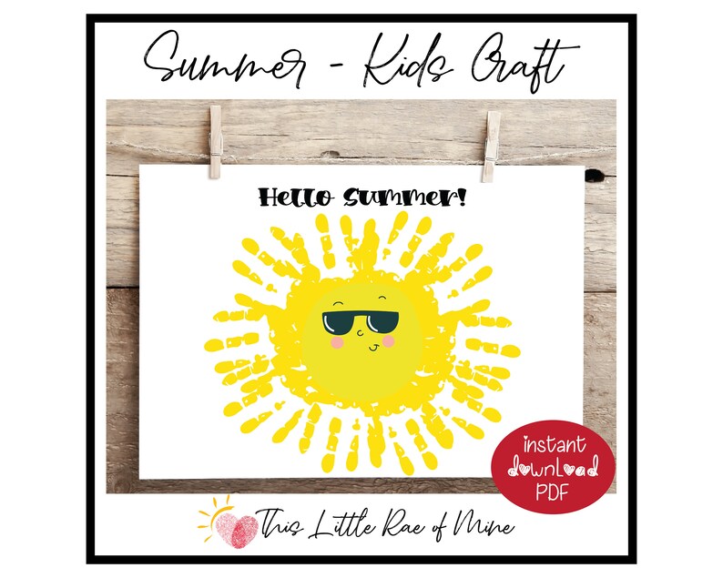 Hello Summer Sun Sun Rays Handprint Art Summer Fun - Etsy