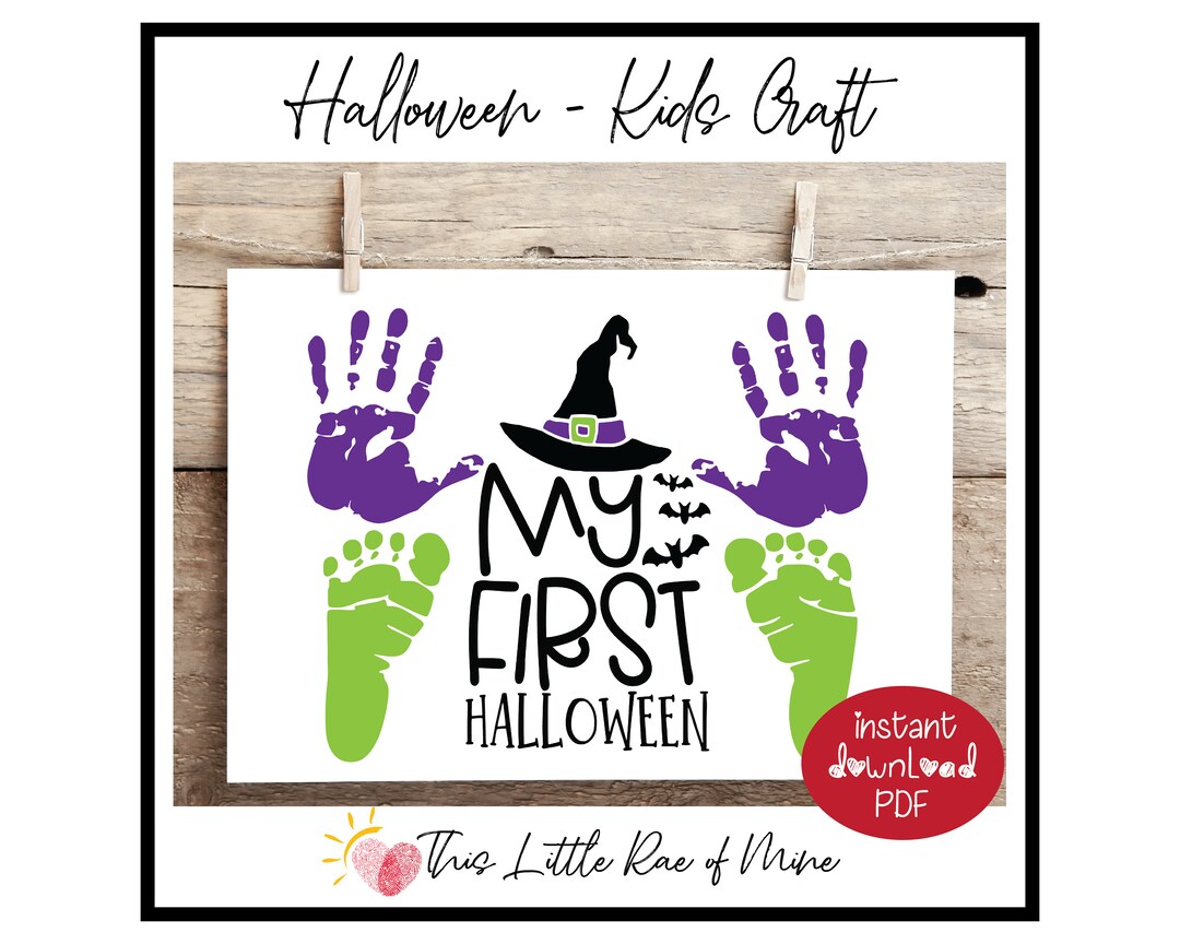 My First Halloween - Witch Hat - Handprint - Footprint - October ...