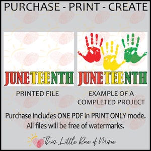 Juneteenth Independence Day - Handprint Art - Printable - Keepsake ...