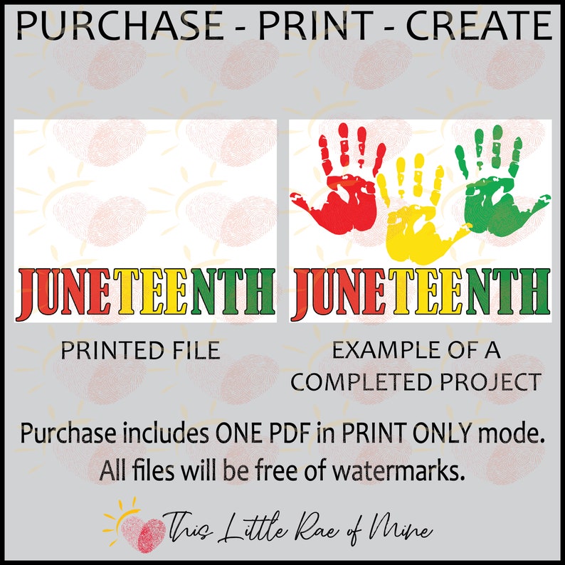 Juneteenth Independence Day - Handprint Art - Printable - Keepsake ...