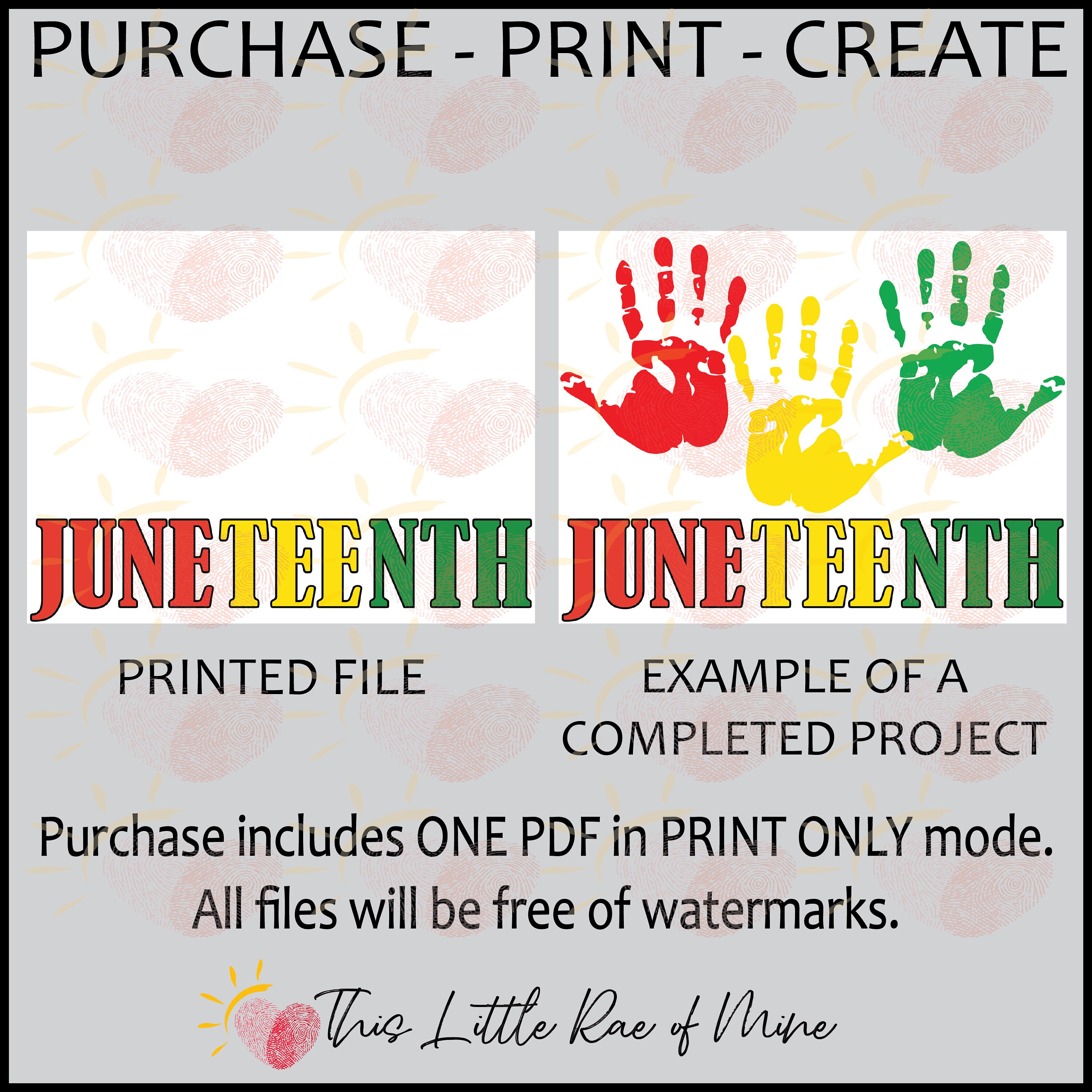 Juneteenth Independence Day - Handprint Art - Printable - Keepsake ...