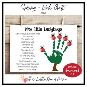 Five Little Ladybugs - Spring - Poem - Handprint Art - Keepsake ...