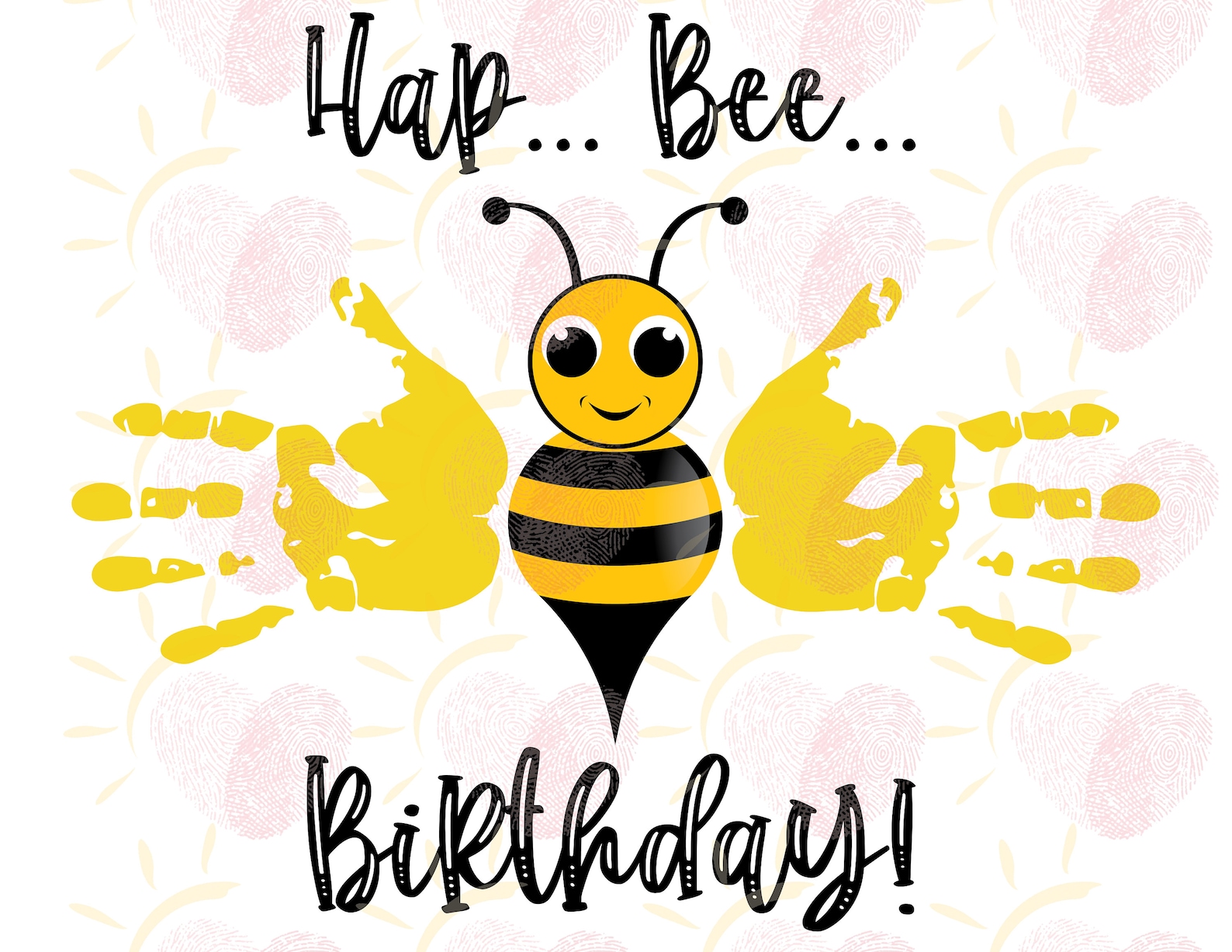 Hap Bee Birthday - Bumble Bee - Birthday Card - Handprint Art - Gift ...