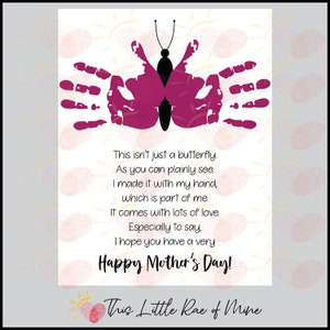 Butterfly - Mother's Day - Handprint Art - Gift - Printable - Handprint ...