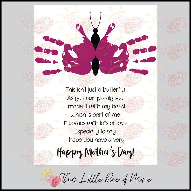 Butterfly Mother's Day Handprint Art Gift - Etsy