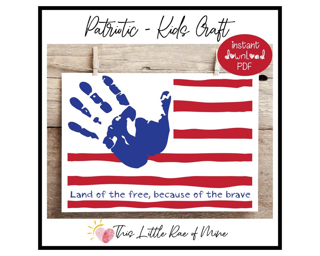 Land of the Free - American Flag - USA - Kid Craft Patriotic - Memorial ...