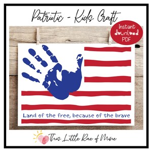 Land of the Free - American Flag - USA - Kid Craft Patriotic - Memorial ...