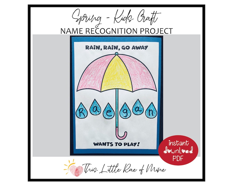 Rain Rain Go Away - Spring - Name Craft - Name Recognition - Printable ...