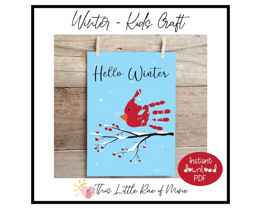 Hello Winter - Cardinal - Snow - Tree - Handprint Art - Keepsake ...