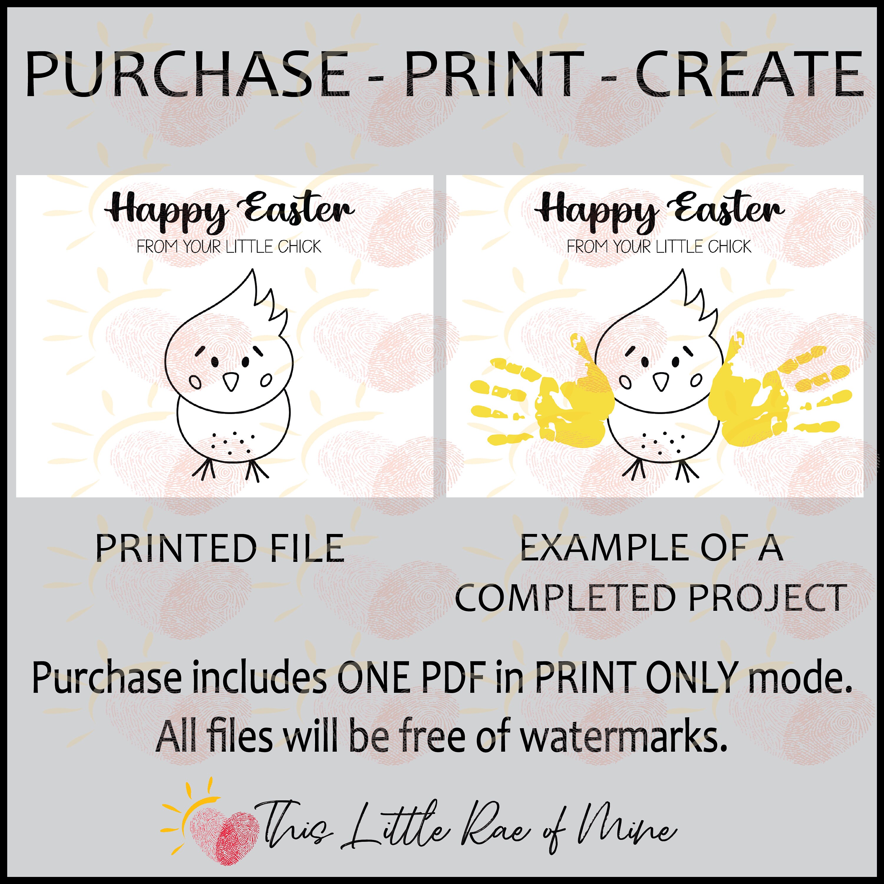 Happy Easter - Chick - Handprint Art - Keepsake - Spring - Printable ...