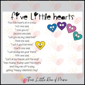 Five Little Hearts - Valentine's Day - Poem - Handprint Art - Keepsake ...