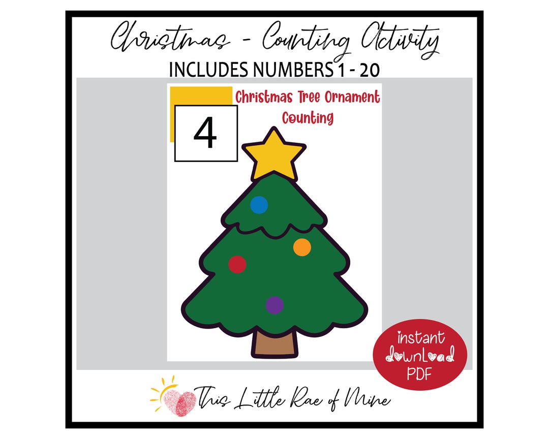 Christmas Ornament Counting Mat - Numbers 1-20 - Tree - Printable ...