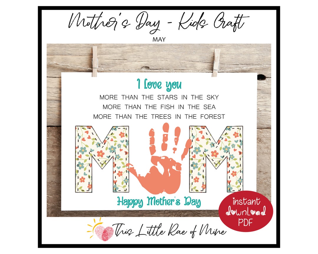 Mom - I Love You More Than - Handprint Art - Mother's Day - Printable ...