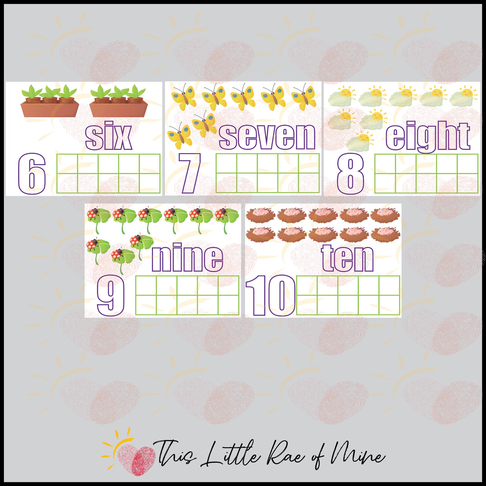 Spring 10 Frame Play Dough Counting Mat Printable - Etsy