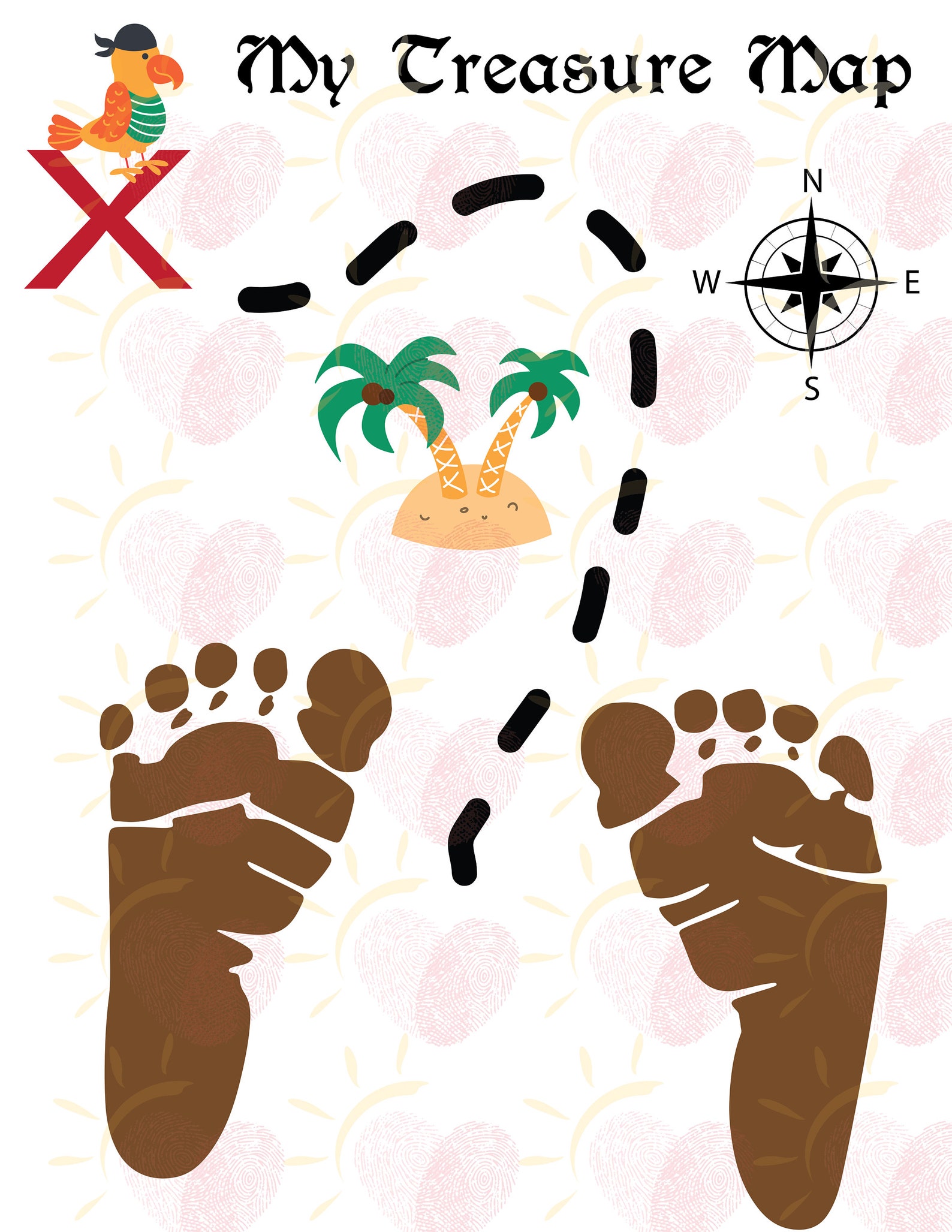 Treasure Map Treasure Hunt Pirate Summer Footprint Art - Etsy