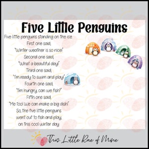 Five Little Penguins - Winter - Poem - Handprint Art Keepsake ...