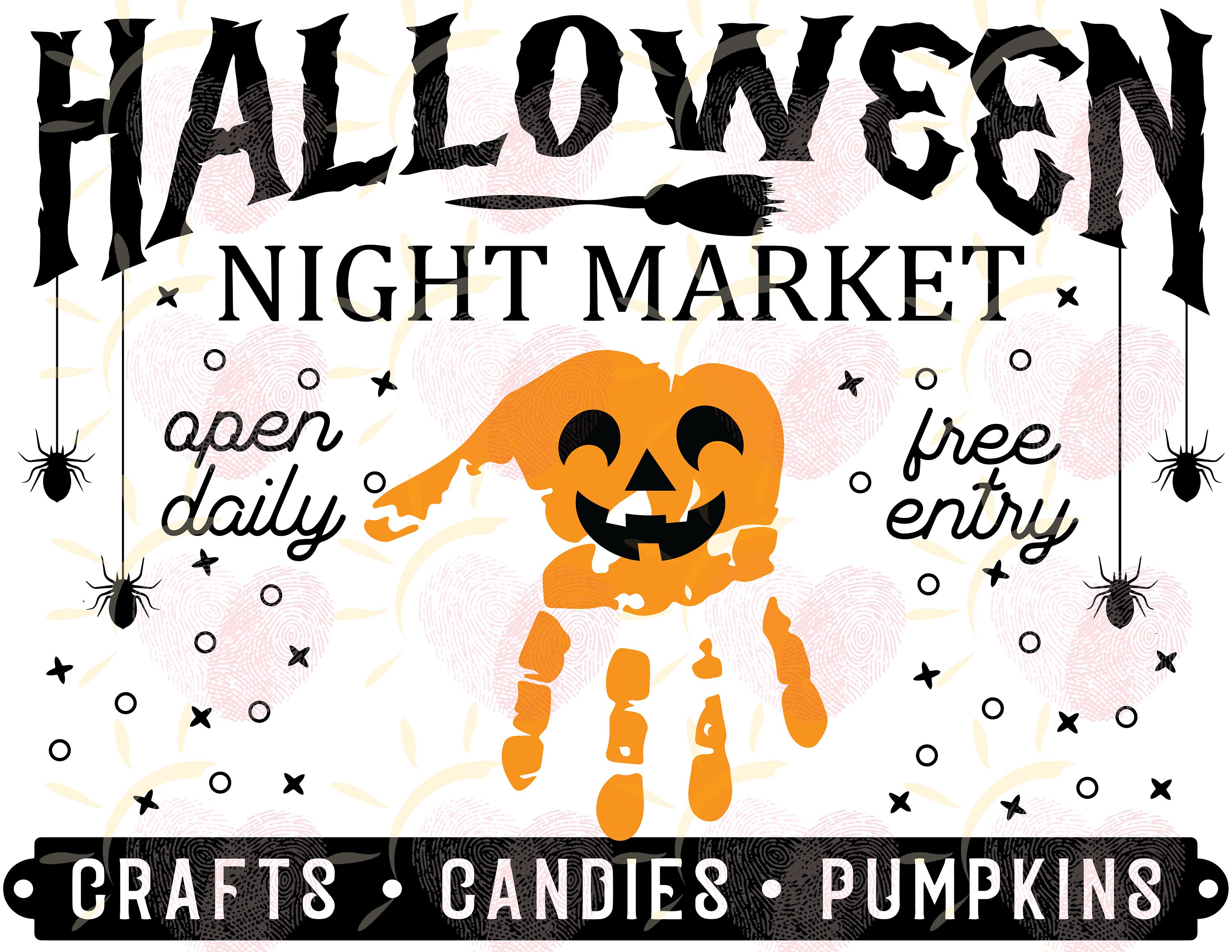 Halloween Night Market Jack-o-lantern Handprint October - Etsy
