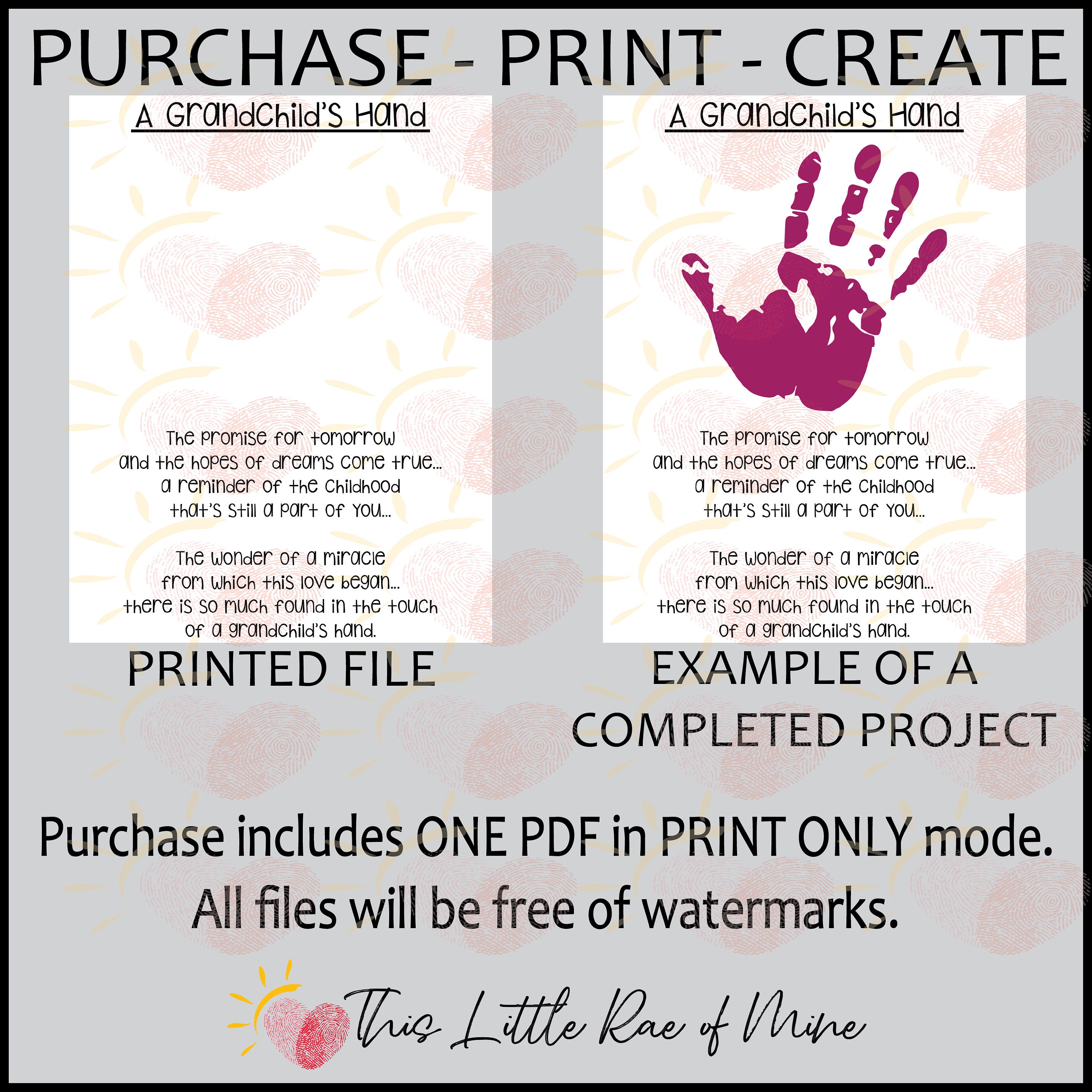 Grandchild's Hand Poem Grandparents Day Handprint - Etsy