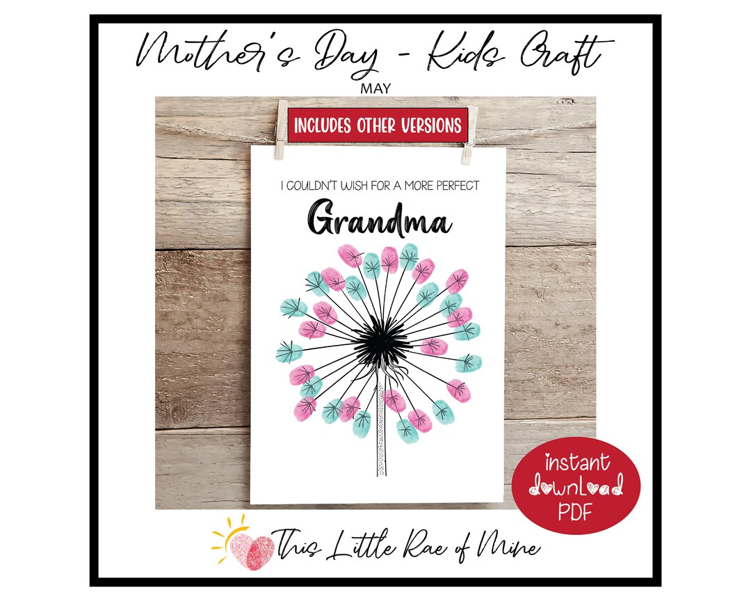 Grandma - Wish - Dandelion - Mother's Day - Birthday - Fingerprint Art ...