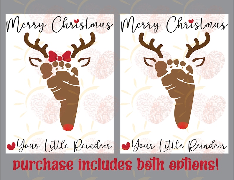 Little Reindeer Footprint Merry Christmas Handprint Art - Etsy