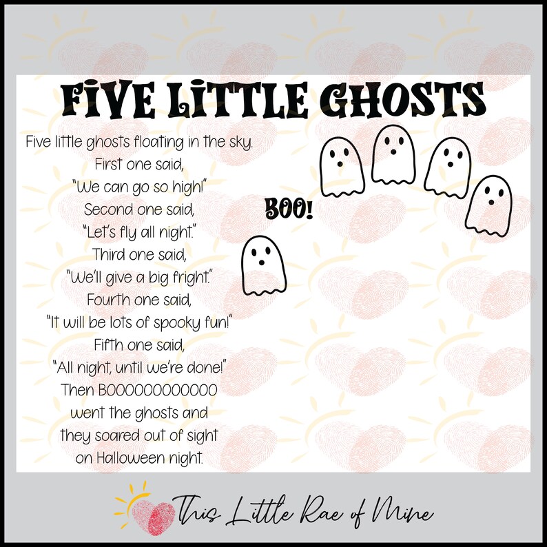Five Little Ghosts - Halloween - Poem - Handprint Art - Keepsake ...