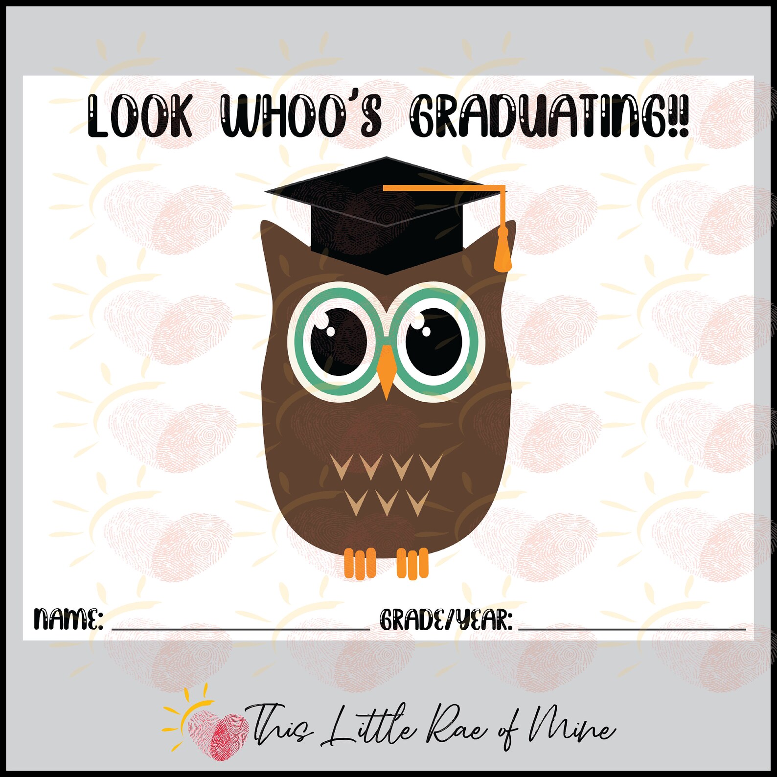 Owl - Graduation Day - Preschool - Prek Kindergarten – Keepsake – Sign ...