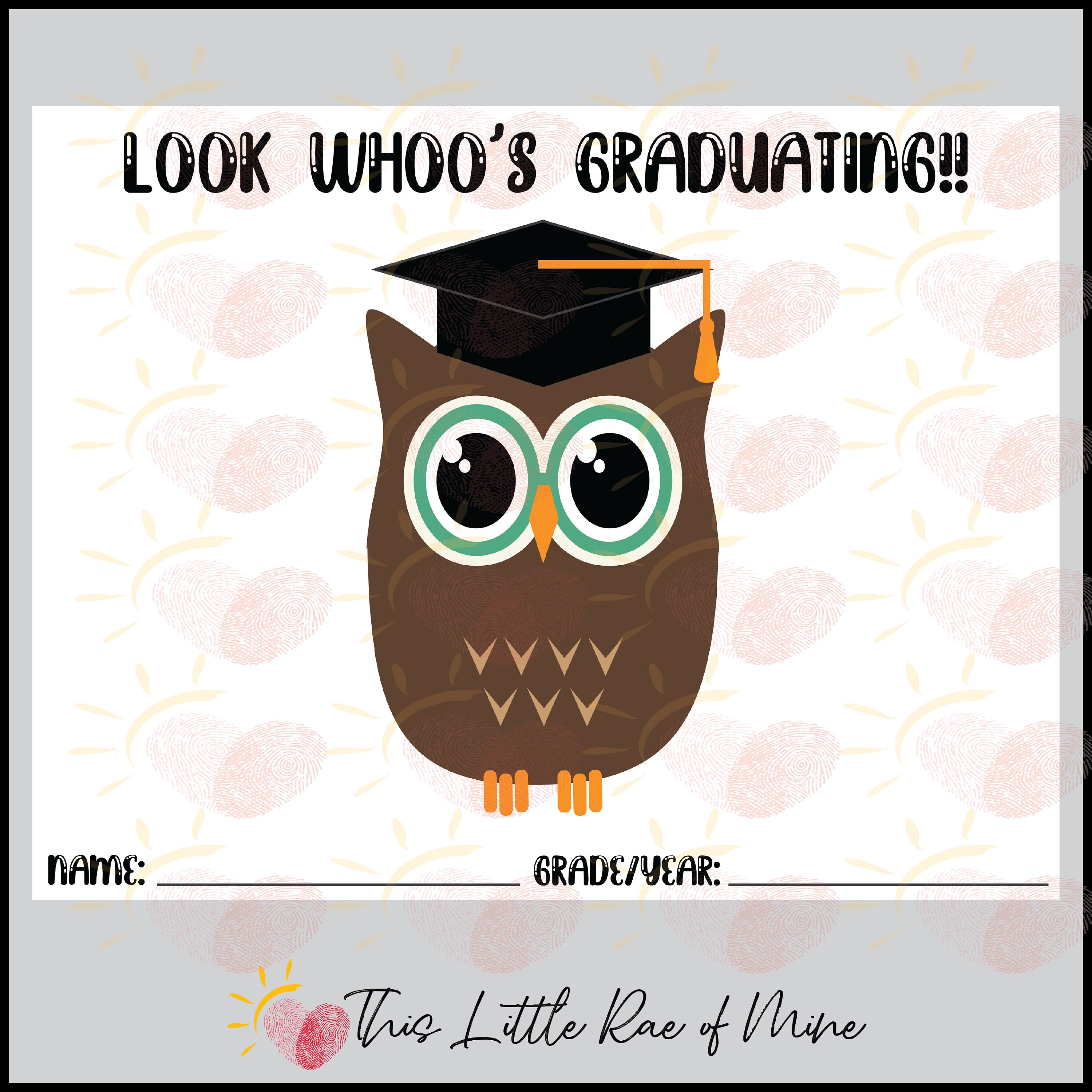 Owl - Graduation Day - Preschool - Prek Kindergarten – Keepsake – Sign ...