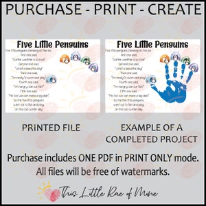 Five Little Penguins - Winter - Poem - Handprint Art Keepsake ...