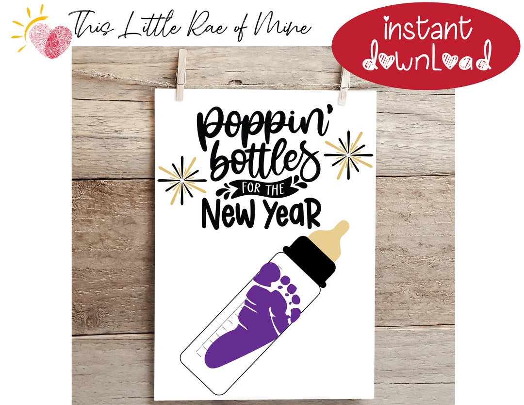 Happy New Year Poppin' Bottles Baby Footprint - Etsy