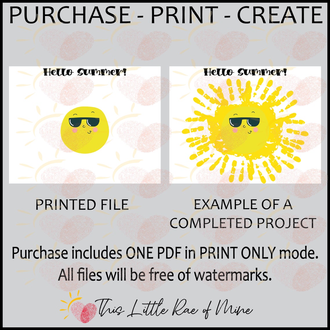 Hello Summer Sun Sun Rays Handprint Art Summer Fun - Etsy