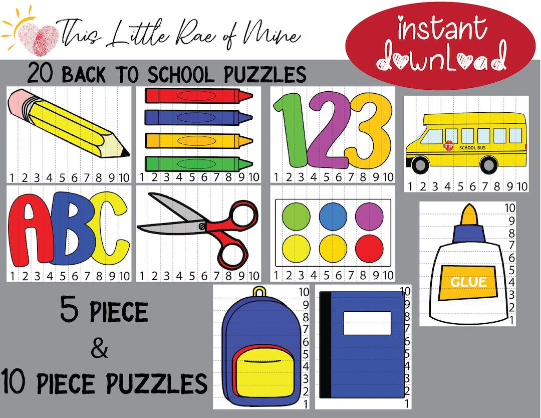 Back to School Number Sequence Puzzle - Printable - Math - Toddler ...