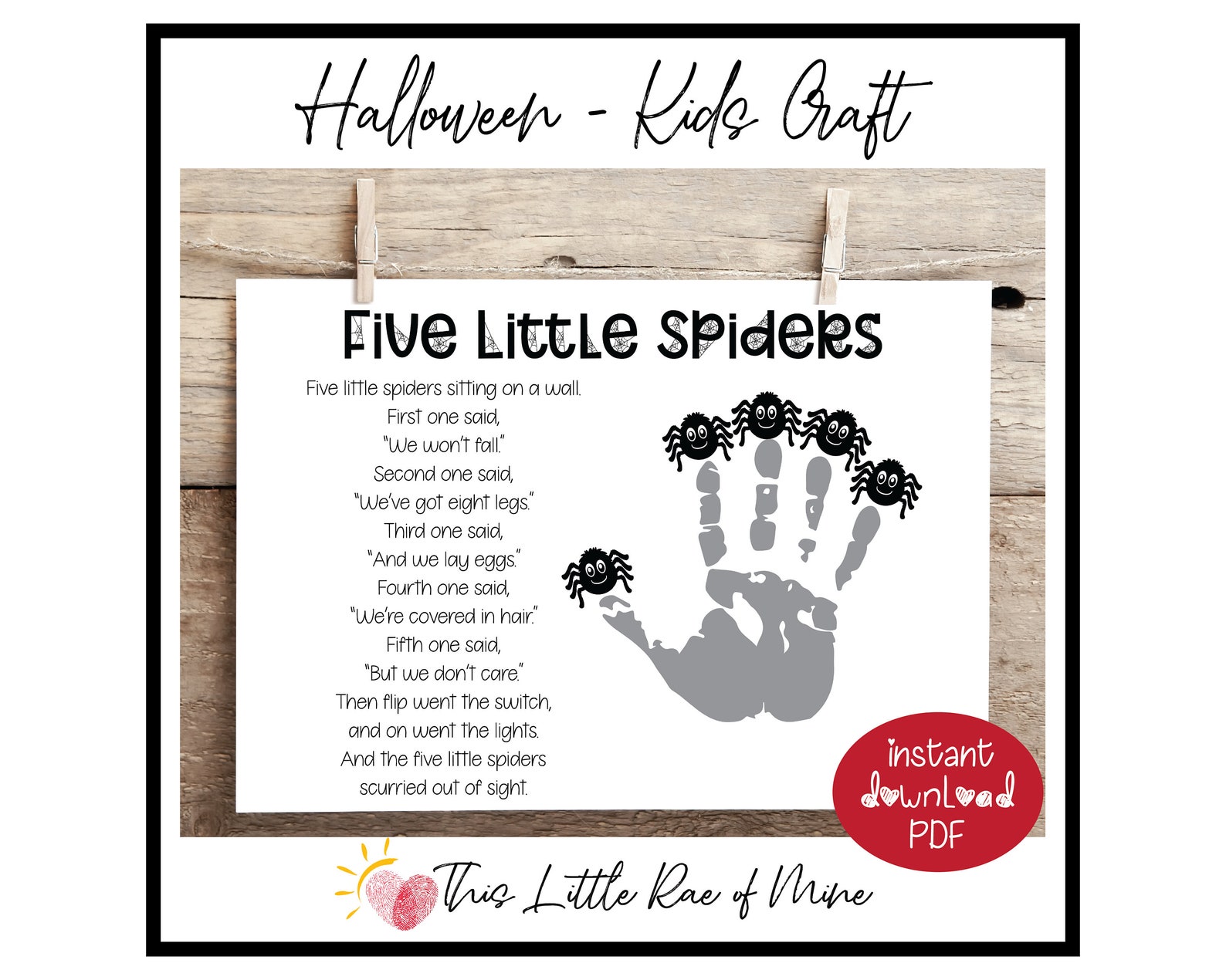 Five Little Spiders - Halloween - Poem - Handprint Art - Keepsake ...