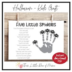 Five Little Spiders - Halloween - Poem - Handprint Art - Keepsake ...