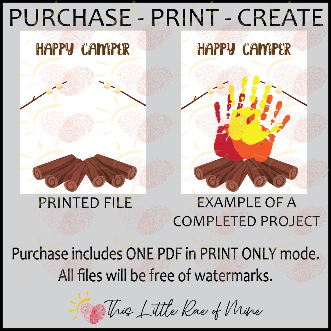 Happy Camper Camping Campfire Summer Handprint Art - Etsy