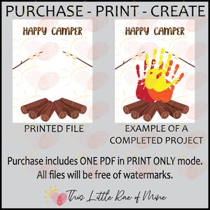 Happy Camper - Camping - Campfire - Summer - Handprint Art - Printable ...