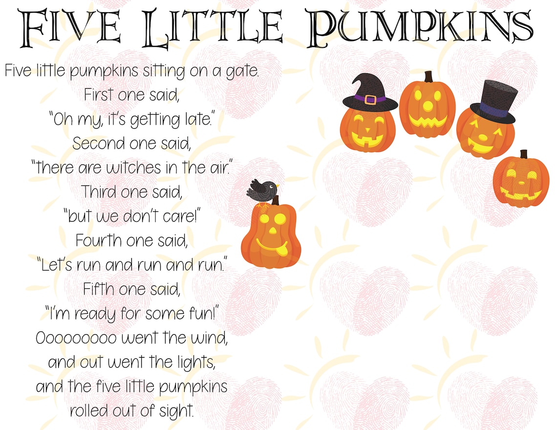 Five Little Pumpkins Jack-o-lantern Halloween Poem - Etsy