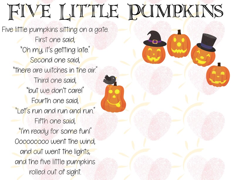 Five Little Pumpkins Jack-o-lantern Halloween Poem - Etsy