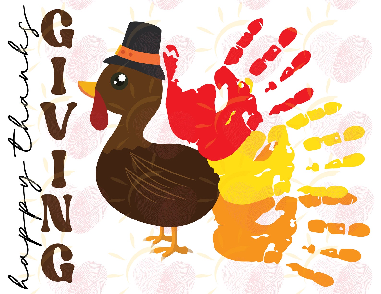 Happy Thanksgiving Turkey Feathers Handprint Art - Etsy