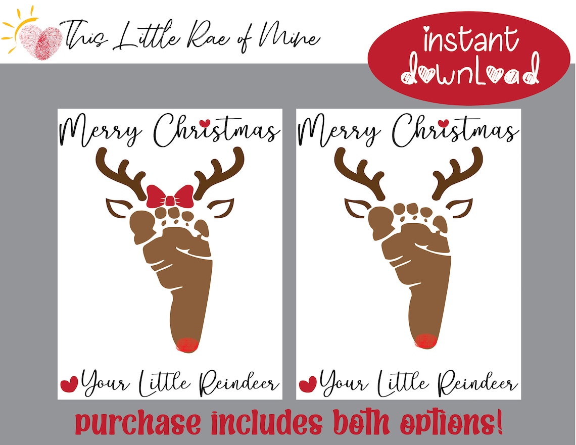 Little Reindeer Footprint Merry Christmas Handprint Art - Etsy