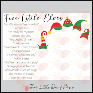 Five Little Elves - Christmas - Elf Shelf - Poem - Handprint Art ...