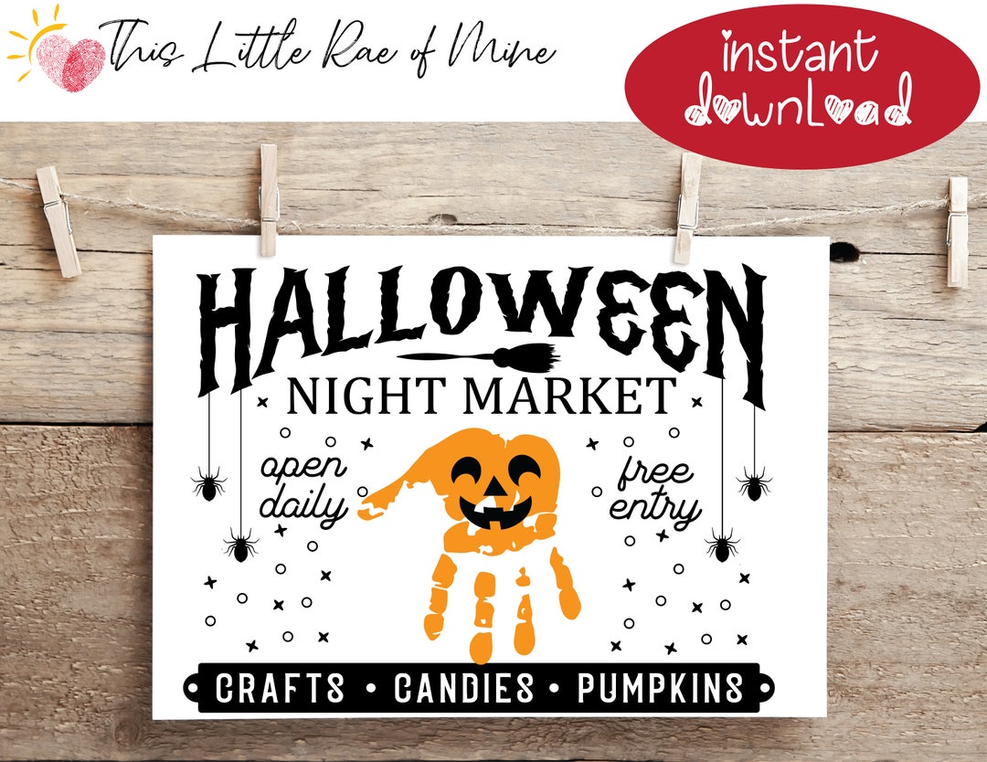 Halloween Night Market Jack-o-lantern Handprint October - Etsy