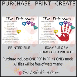 Five Little Hearts Valentine's Day Poem Handprint Art Keepsake ...