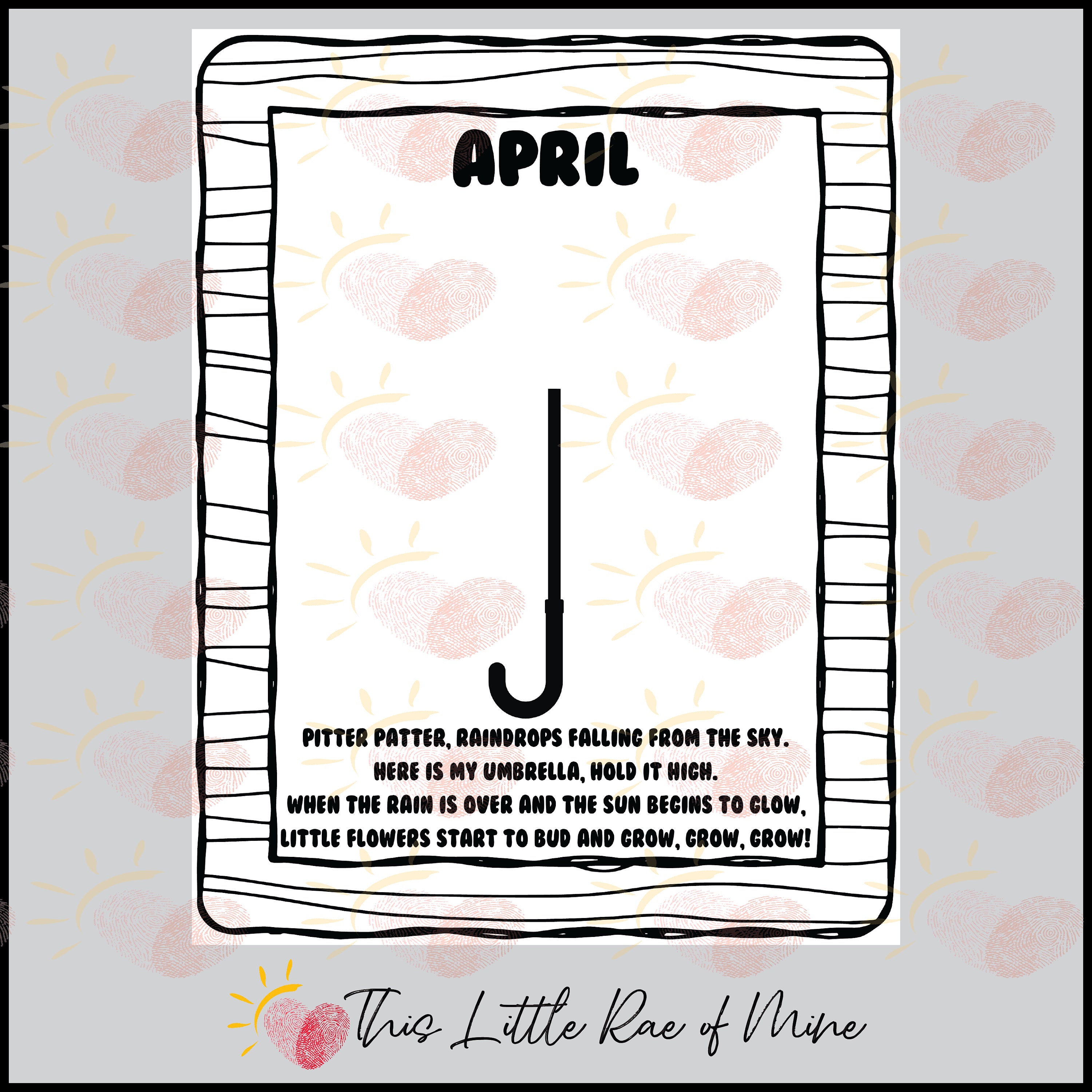 April - Umbrella - Handprint Art Keepsake - Printable - DIY Kid Craft ...