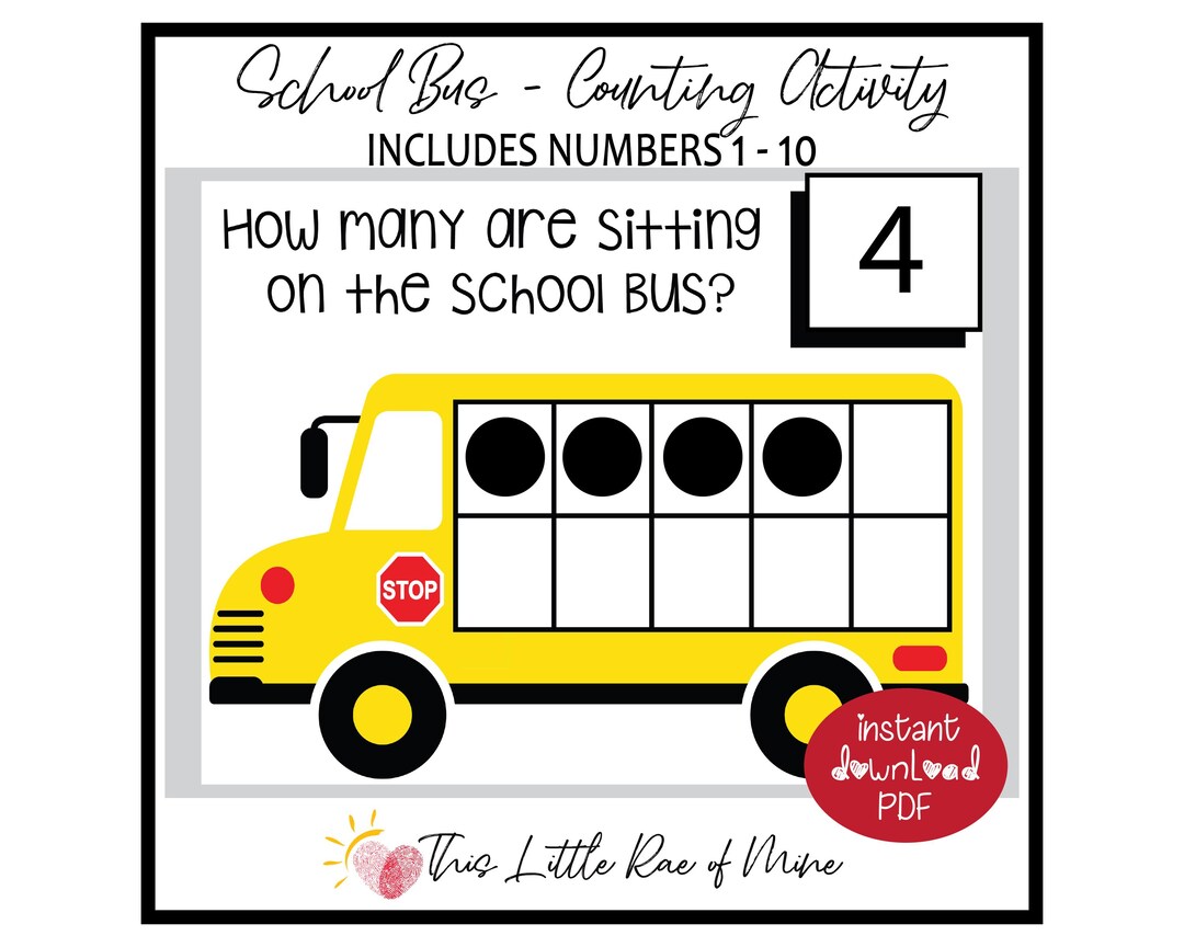 School Bus - Counting Mat - Numbers 1-10 - Back to School - Printable ...