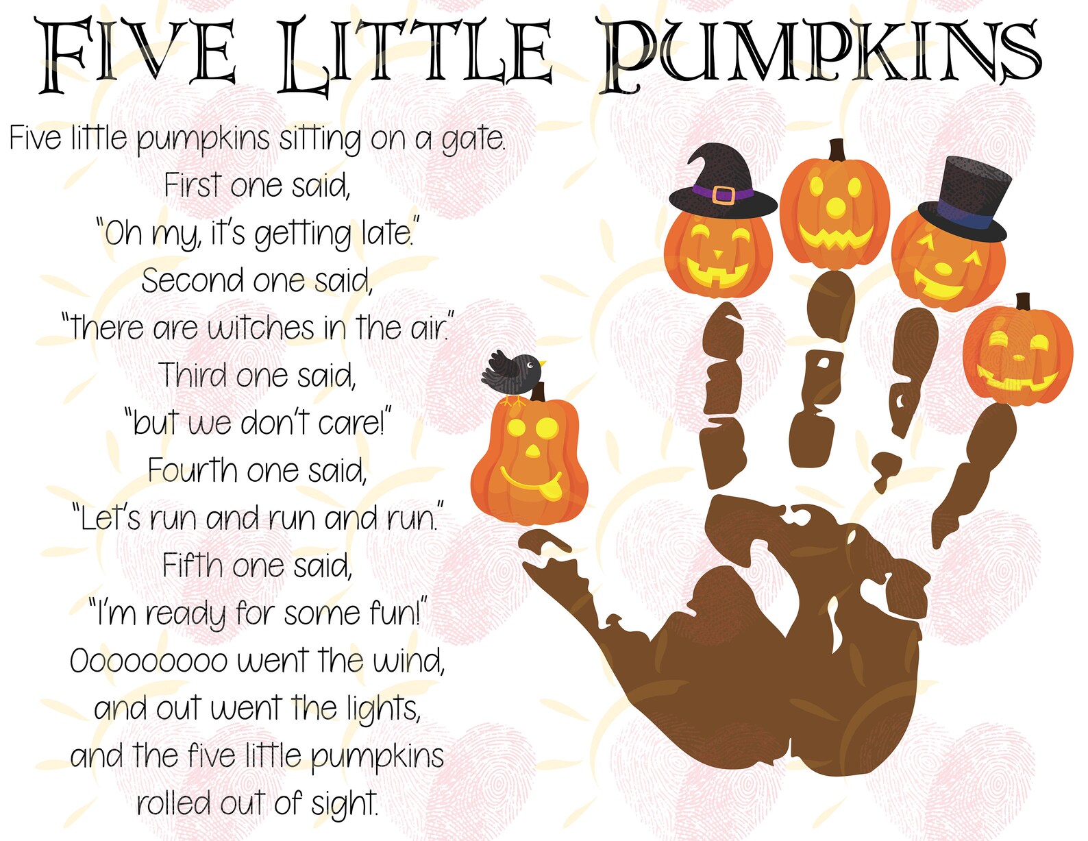 Five Little Pumpkins Jack-o-lantern Halloween Poem - Etsy