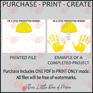 Construction Worker - Handprint Art - Photo - Keepsake - Printable ...