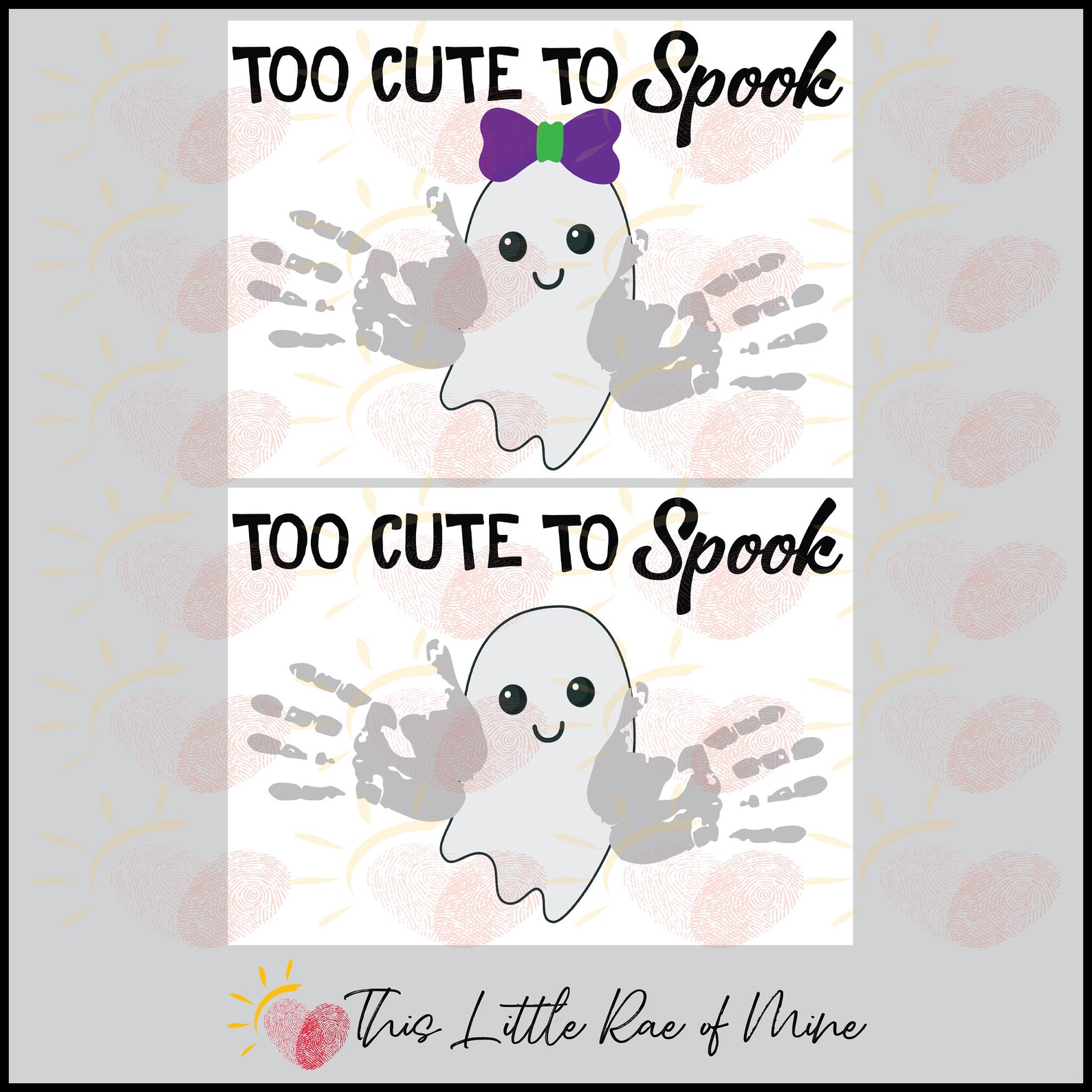 Too Cute to Spook - Ghost - Boy Girl - Halloween - October - Handprint ...